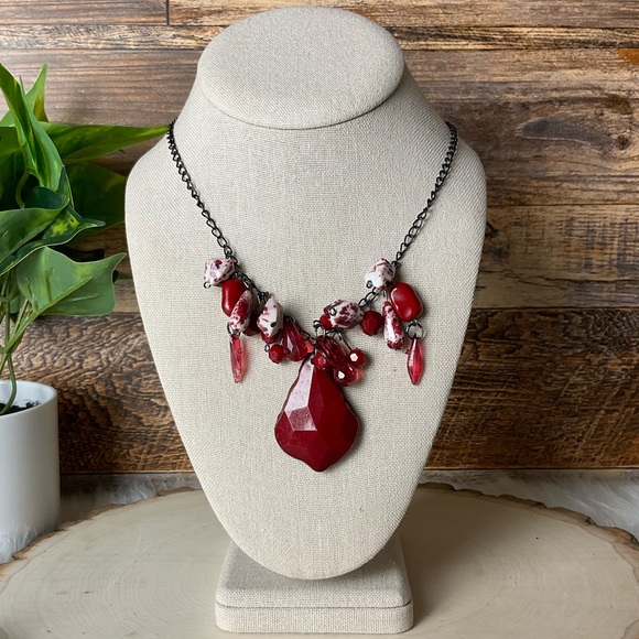 Jewelry | Large Red Statement Necklace | Poshmark